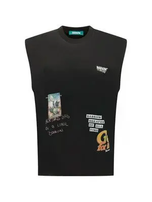BARROW Printed Sleeveless T-shirt - Black
