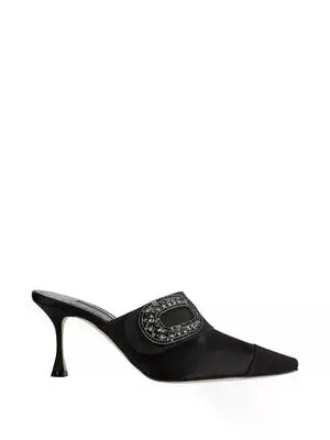 Manolo Blahnik 70mm Embellished Mules - Black