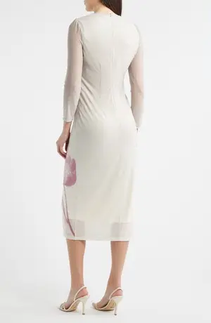 Anne Klein Ruched Long Sleeve Dress