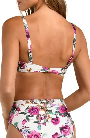 L'Agence Alexandria Rose Leopard Bikini Top - White Multi