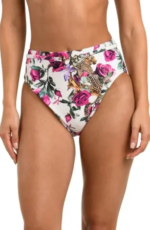 L'Agence Vanessa Rose High-Waist Bikini Bottom White Multi