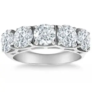 BLISS DIAMOND 3 3/4ct 5-stone Lab Grown Diamond Wedding Ring 14k Gold - 14k White Gold