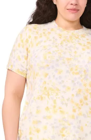 Halogen Floral Print Short Sleeve Sweater