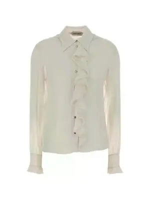 Alberta Ferretti Ruffled Polo-collar Shirt