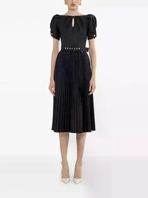 NISSA Midi Pleated Pinstripe-pattern Dress