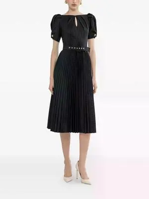 NISSA Midi Pleated Pinstripe-pattern Dress