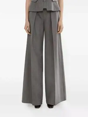 NISSA Sequined Wide-leg Trousers - Grey