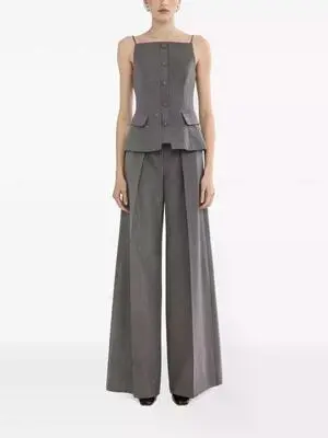 NISSA Sequined Wide-leg Trousers - Grey