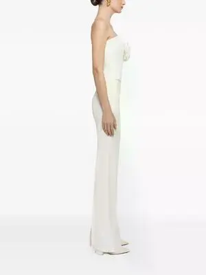 NISSA Floral-appliqué Corset Top - White