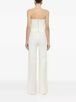 NISSA Floral-appliqué Corset Top - White