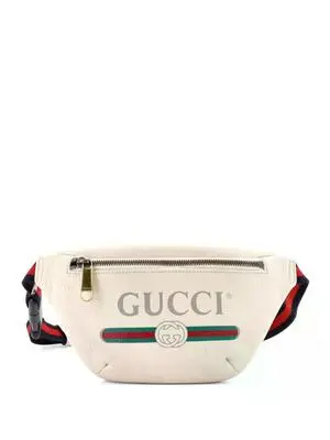 Gucci Logo Printed Leather Small Belt Bag - Neutrals