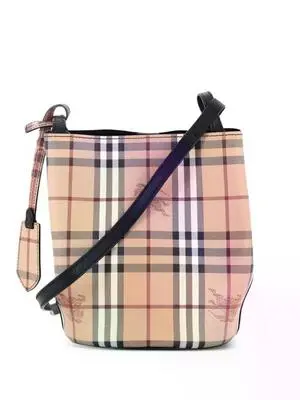 Burberry Lorne Haymarket Coated Canvas Small Bucket Bag - Brown