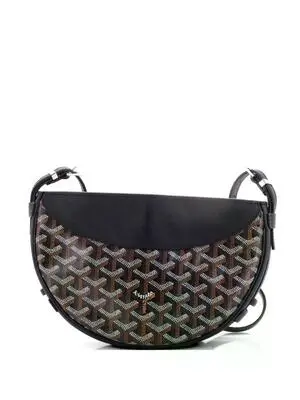 Goyard Hirondelle Coated Canvas And Leather Shoulder Bag - Black