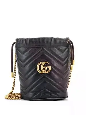 Gucci Gg Marmont Matelasse Leather Mini Bucket Bag - Black