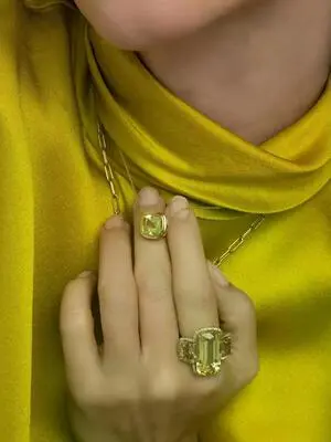 Goshwara Manhattan Lemon Quartz Necklace - Gold