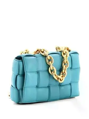 Bottega Veneta Cassette Chain Padded Maxi Intrecciato Leather Crossbody Bag - Blue