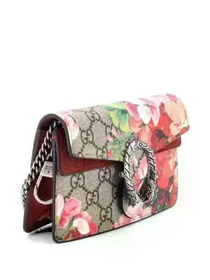 Gucci Dionysus Blooms Print Gg Coated Canvas Super Mini Crossbody Bag - Brown
