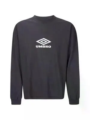 UMBRO Logo-embroidered Long-sleeve T-shirt - Black