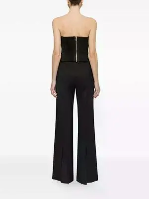 NISSA Floral-appliqué Corset Top - Black
