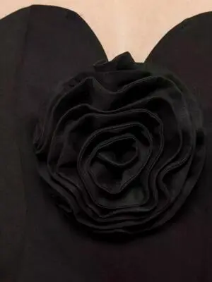 NISSA Floral-appliqué Corset Top - Black