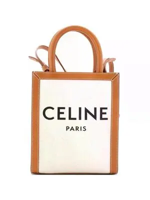 Celine Vertical Cabas Canvas With Leather Mini Tote Bag - Neutrals