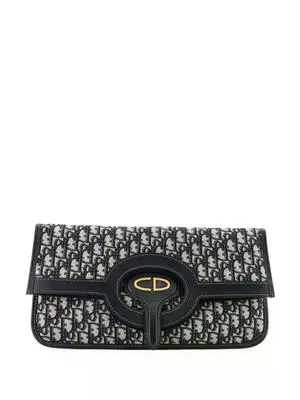 Dior Fold Over Oblique Canvas Clutch Bag - Blue