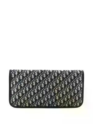 Dior Fold Over Oblique Canvas Clutch Bag - Blue