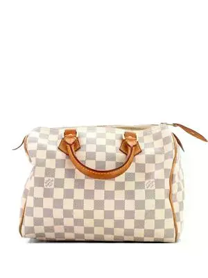LOUIS VUITTON Speedy Handbag Damier 25 Satchel - White