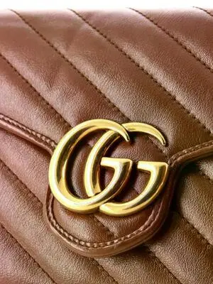 Gucci Gg Marmont Chain Wallet - Brown