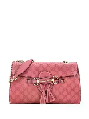 Gucci Emily Chain Flap Bag Guccissima Leather Medium Shoulder Bag - Pink