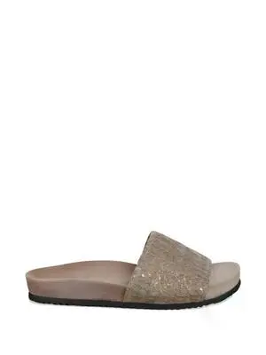 Brunello Cucinelli Embossed Leather Sandals - Brown