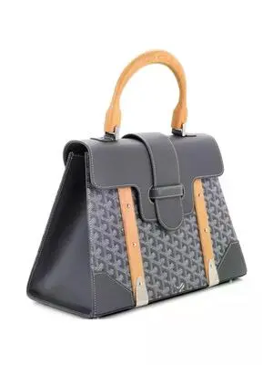 Goyard Saigon Top Handle Bag Coated Canvas With Leather Mm Satchel - Grey