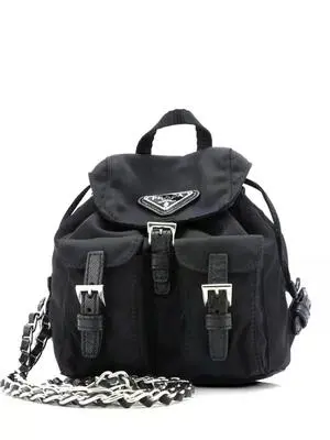 Prada Double Pocket Chain Shoulder Bag Re-nylon Mini Backpack
