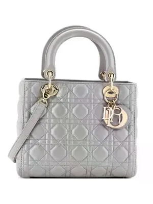 Dior Lady Bag Iridescent Cannage Quilt Lambskin Medium Shoulder Bag - Grey