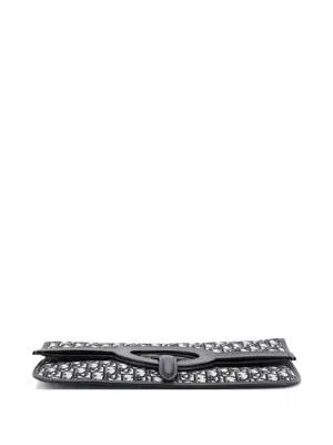 Dior Fold Over Oblique Canvas Clutch Bag - Blue