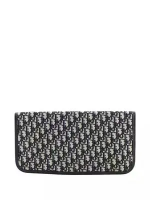 Dior Fold Over Oblique Canvas Clutch Bag - Blue