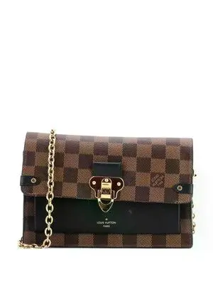 LOUIS VUITTON Vavin Chain Wallet Nm Damier With Leather Crossbody Bag - Black