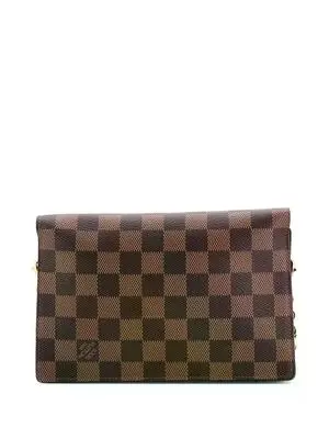 LOUIS VUITTON Vavin Chain Wallet Nm Damier With Leather Crossbody Bag - Black