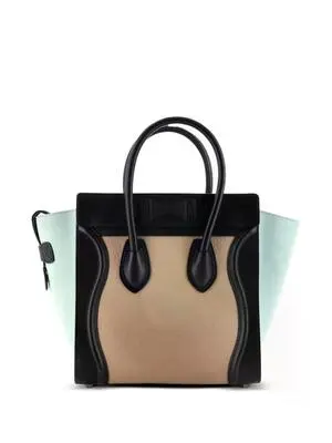 Celine Tricolor Leather Micro Luggage Tote Bag