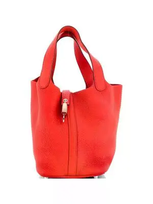 Hermès Picotin Lock Bag Clemence Pm Bucket Bag - Red