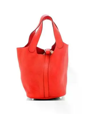 Hermès Picotin Lock Bag Clemence Pm Bucket Bag - Red