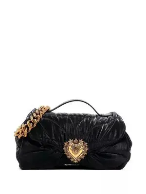 Dolce & Gabbana Devotion Soft Flap Chain Quilted Nylon Shoulder Bag - Black