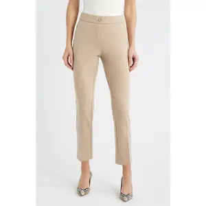 Anne Klein Straight Leg Pull-on Pants - Latte