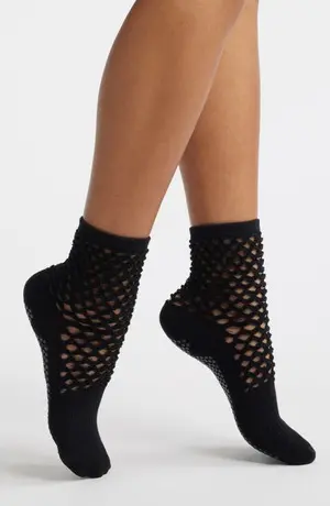 STEMS Mesh Grippy Crew Socks - Black