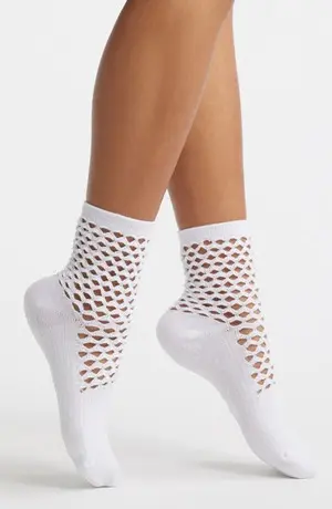 STEMS Mesh Grippy Crew Socks - White