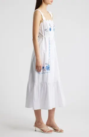 Moon River Floral Embroidered Cotton Dress