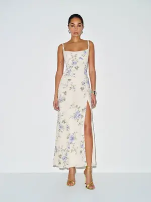 REFORMATION Ailany Floral Print Midi Dress With Slit - Multi