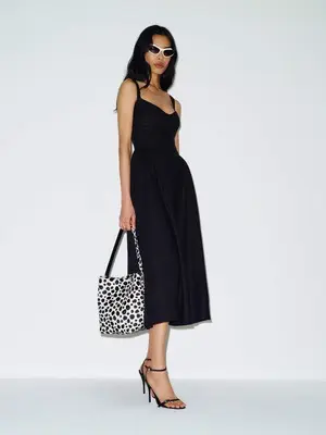 REFORMATION Birdie Linen Dress Black