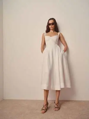 REFORMATION Birdie Linen Maxi Dress - Ivory