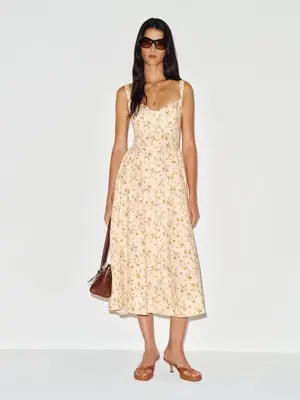 REFORMATION Birdie Linen Maxi Dress Natural